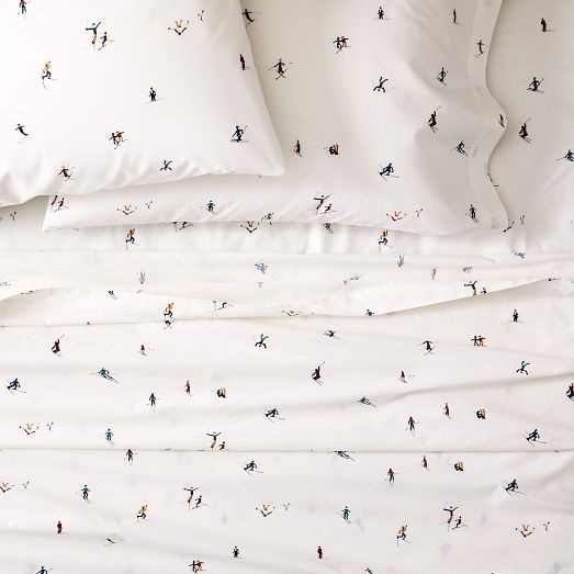Organic Cotton Percale Skiers Sheet Set & Pillowcases | West Elm