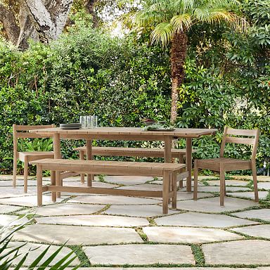 Wood Hargrove Dining Benches Outdoor West Elm