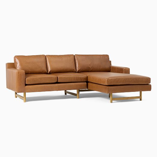 Eddy Sectional Set 02 RA Sofa La Chaise Poly Saddle Leather Oxblood Almond West Elm