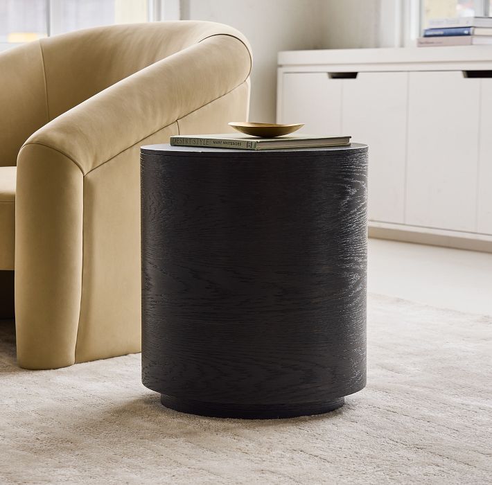 Black wood round side table store