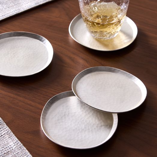 Iris Hammered Metal Coaster Sets | West Elm