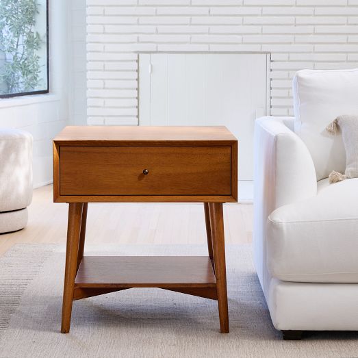 Reeve Mid Century Side Table Marble Wood West Elm