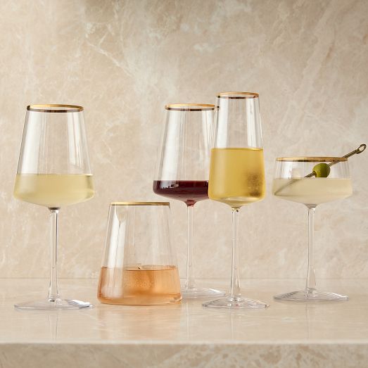Horizon Lead-Free Crystal Gold-Rimmed Glassware Sets | West Elm