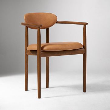 Edison Dining Chair Vegan Leather Brown Molasses Blonde West Elm