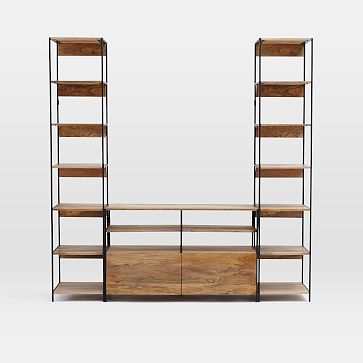 Industrial Modular Media Set With Bookshelves, Entertainment Center ...