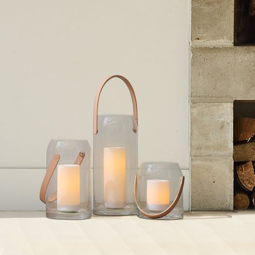 Landon Glass & Leather Lanterns | West Elm