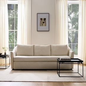 Dallas Sleeper Sofa Poly Yarn Dyed Linen Weave Gray Pewter CS West Elm