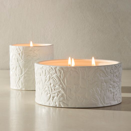 Embossed Ceramic Filled Candles - Bergamot | West Elm