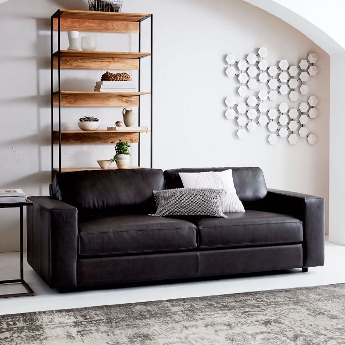 Urban 85 Sofa Poly Fill Sierra Leather White Snow West Elm