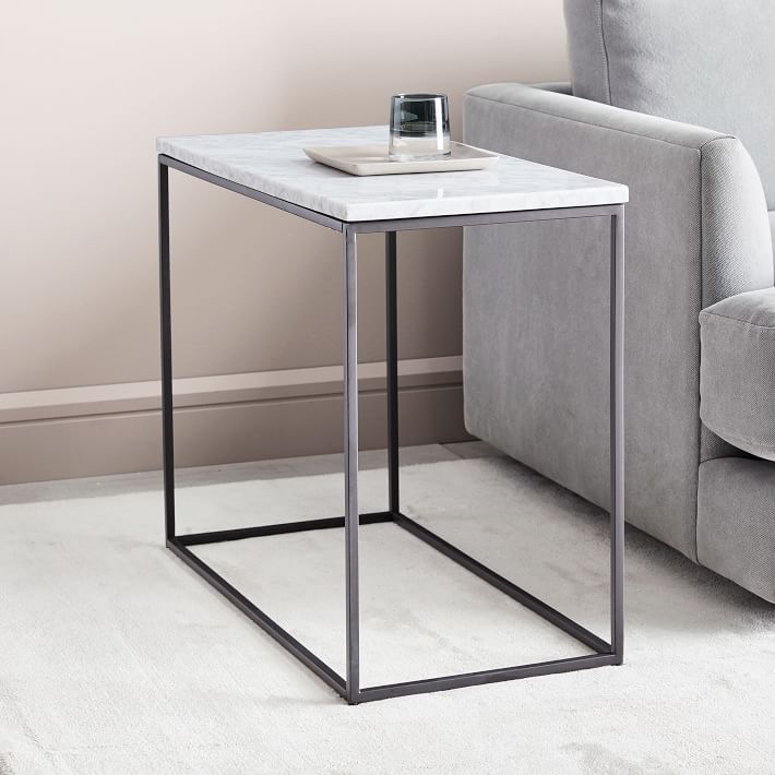 White and grey marble side table store
