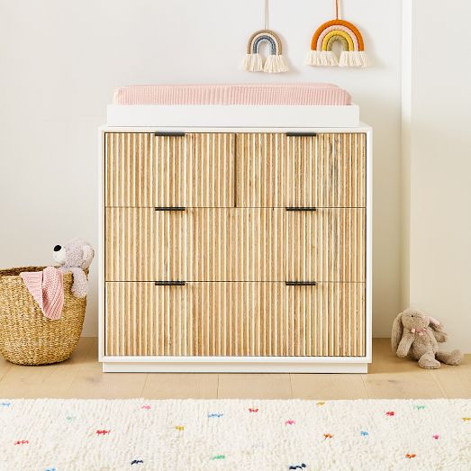 Pottery barn changing table with baskets store