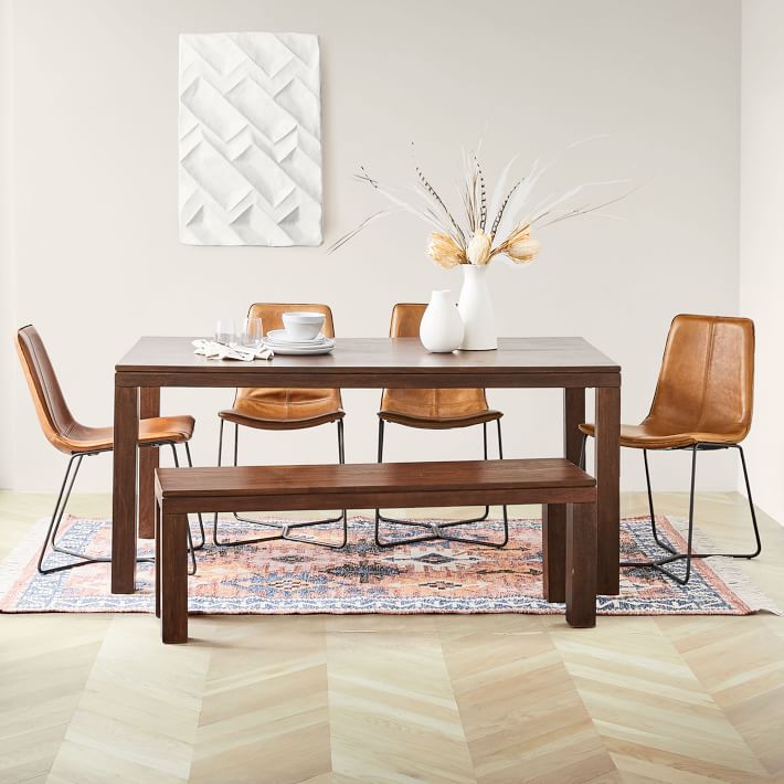 Slope Dining Chair Set of 2 Poly Sierra Leather Black Licorice Charcoal West Elm