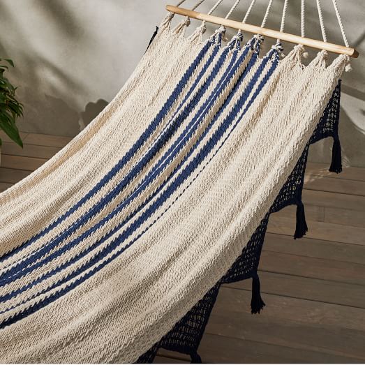 Double Weave Fringed Hammock - Colonial Navy Blue | West Elm