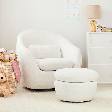Cozy Swivel Glider Yarn Dyed Linen Weave White Alabaster West Elm