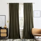 Open Box: Cotton Velvet Curtain - Dark Olive | West Elm