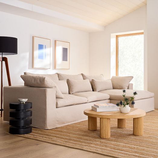 Harmony Modular Skirted Slipcover 2-Piece Chaise Sectional (122 ...