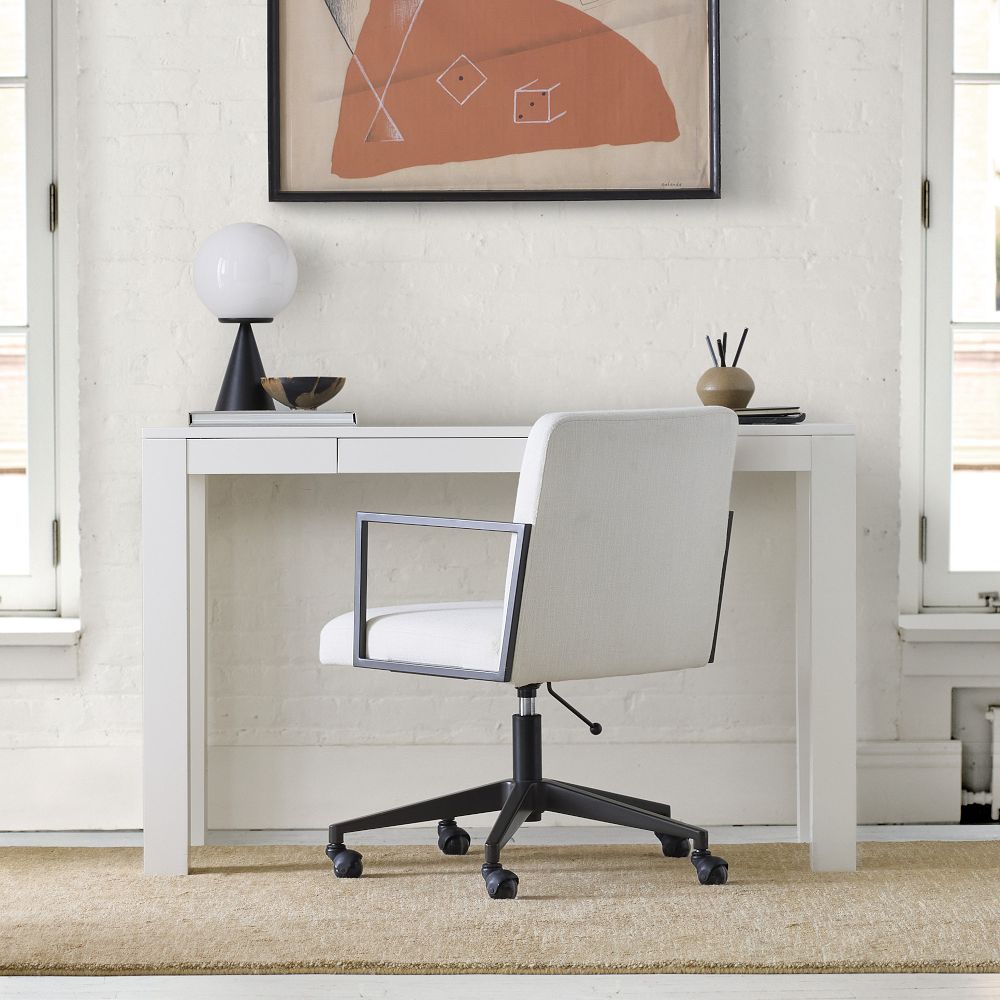 White parsons table desk store