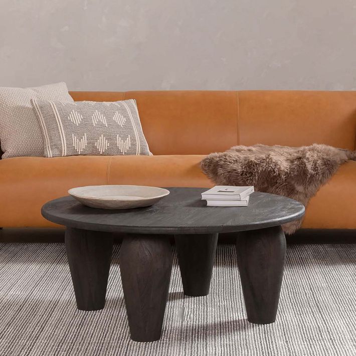 West elm round wood coffee table store