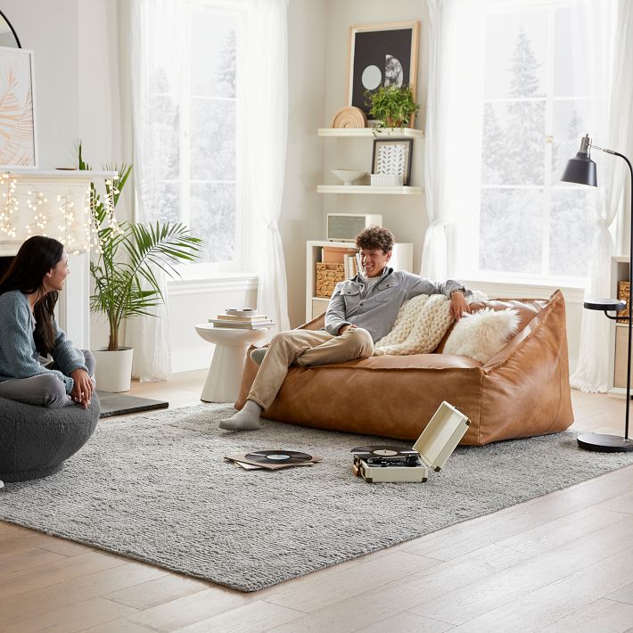 Modern Lounger Double Wide Caramel Vegan Leather West Elm