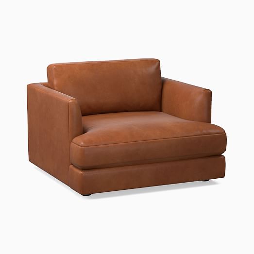 Haven Chair and A Half Poly Weston Leather Brown Molasses West Elm
