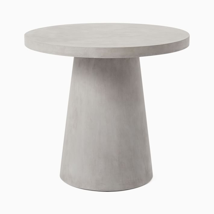 Concrete Pedestal Outdoor 32 in Round Dining Table Gray Concrete West Elm