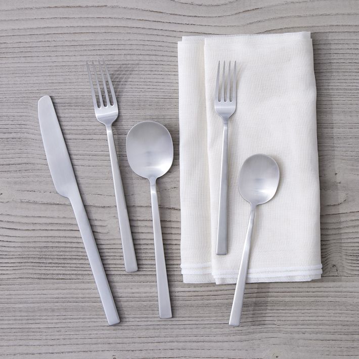 Kanto Stainless Steel Flatware Sets - Satin | West Elm