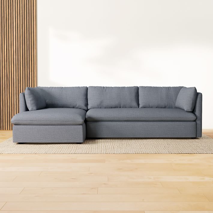 Shelter 130 Left Sleeper Sectional w Storage Deco Weave Brown Camel West Elm
