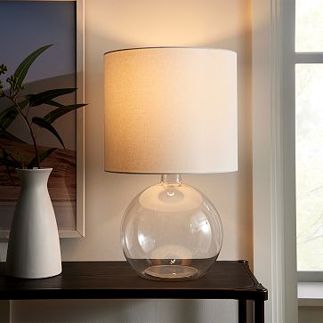 Foundational Table Lamp Clear White Linen 25
