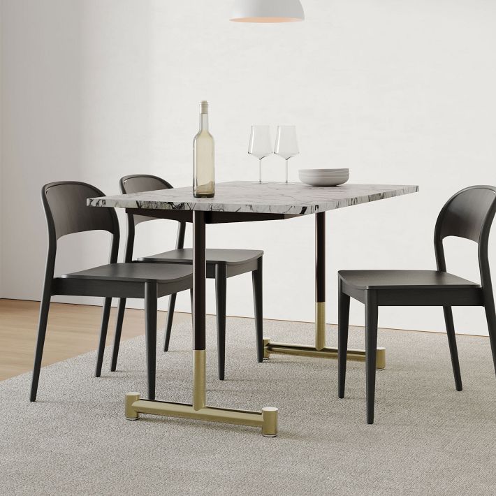 Dining Table Top 32 x48 Sq White Faux Marble Dining HT ADA Base Bronze Bronze West Elm