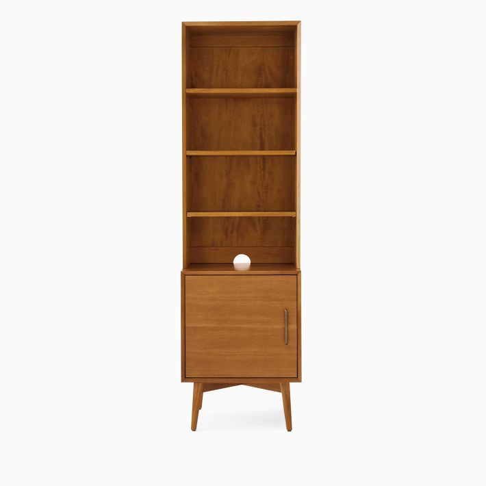 Mid Century Narrow Bookcase w Closed Storage 20.5 West Elm