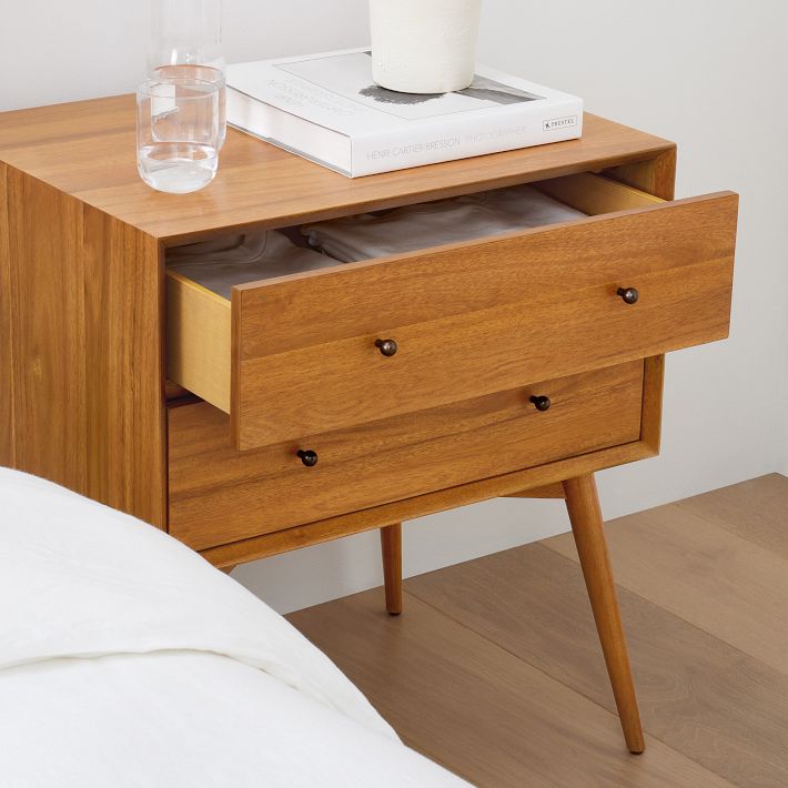 Mid Century Nightstand Elegant Acorn Finish West Elm