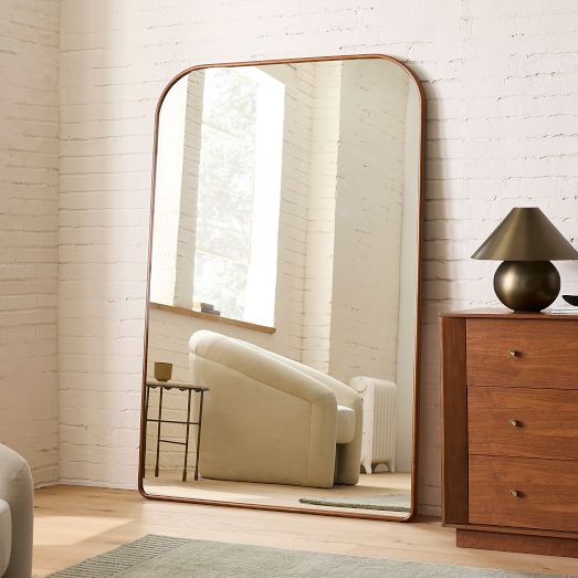 Streamline Oversized Wide Arch Wood Floor Mirror | West Elm