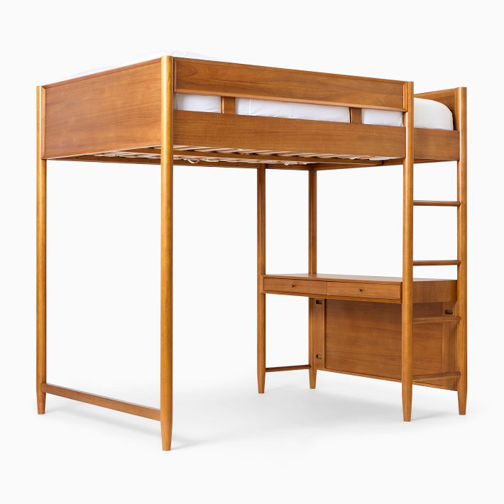 Mid Century Double Loft Bed w Desk