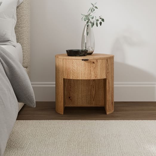 Round nightstand with drawer store