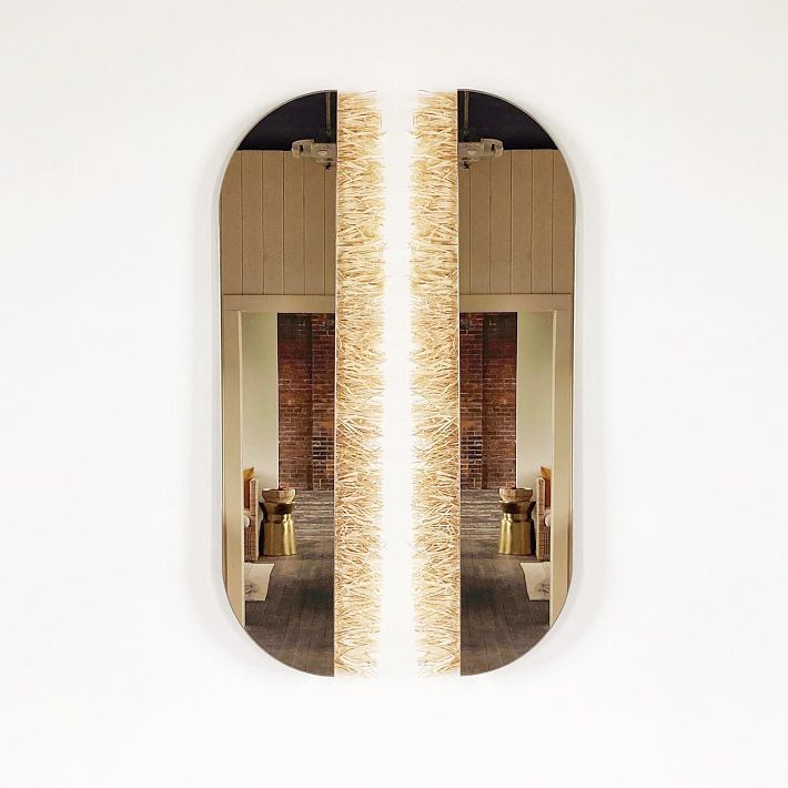 Candice Luter Refract Raffia Racetrack Wall Mirror Set | West Elm