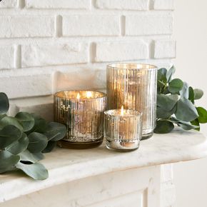 Mercury Glass Fluted Candles - Cypress Sage | West Elm