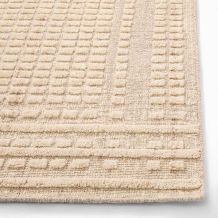 Loomed Grid Wool Rug Swatch | West Elm