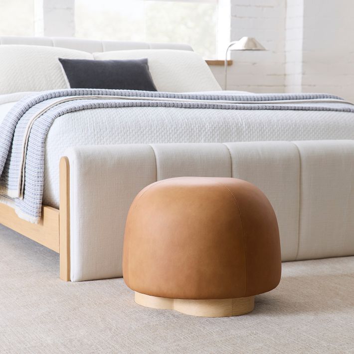 Gumdrop Leather Swivel Ottoman | West Elm