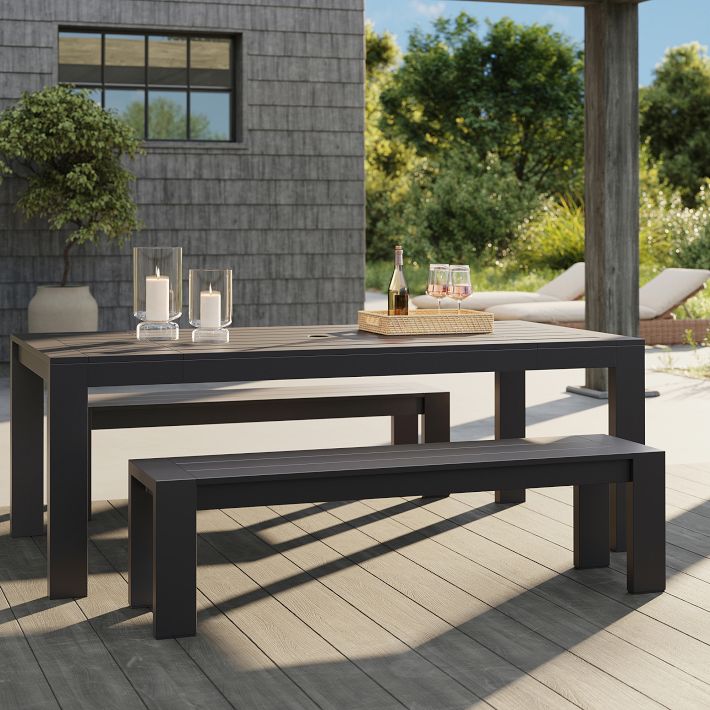 Black outdoor dining bench store