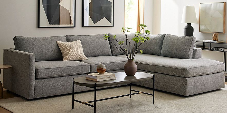 West elm grey sofa store