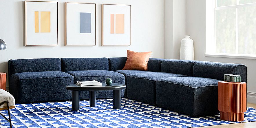 West elm blue sectional store