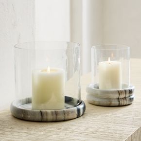 Kali Marble Hurricanes - Elegant Candle Holders | West Elm