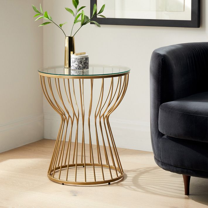 Pillar Side Table Modern Glass Iron Design West Elm