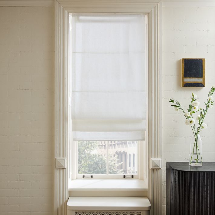 Custom Linen Cordless Roman Shade | West Elm