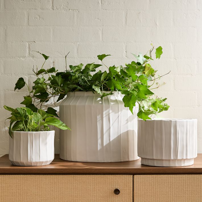 Finley Faceted Ceramic Planters | West Elm