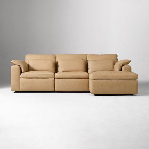 Harmony Modular Leather Reclining 3-Piece Chaise Sectional | West Elm