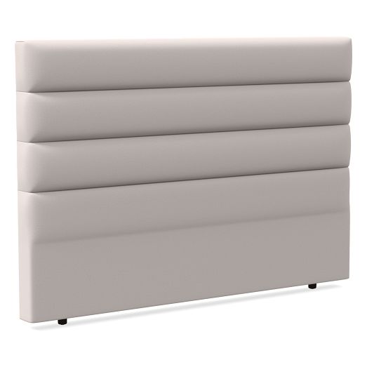 Emmett Headboard Only Horizontal Tufting Performance Basket Slub White Alabaster No Show Queen West Elm