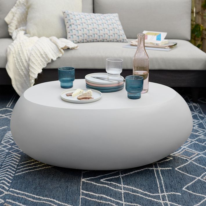 Pebble Indoor Outdoor Oval Coffee Table Modern Outdoor Furniture West Elm