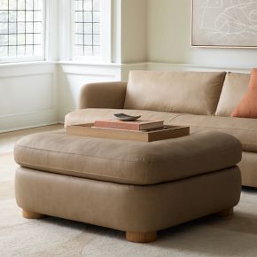Leroy Leather Ottoman | West Elm