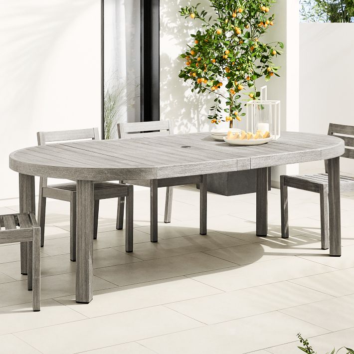 Portside Outdoor Round Expandable Dining Table 48 93 West Elm